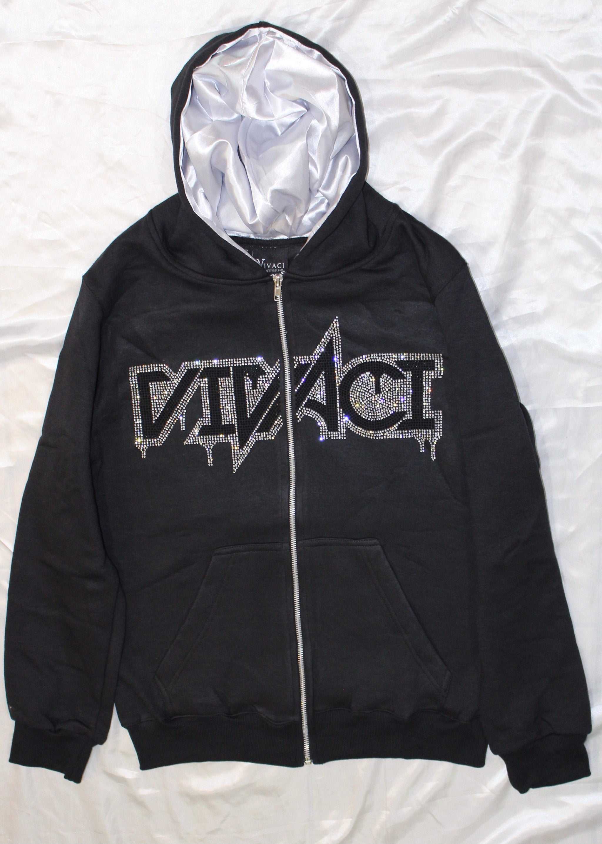 [Limited Edition] Allure Collection V2: White Hood Rhinestone Zip Up H ...